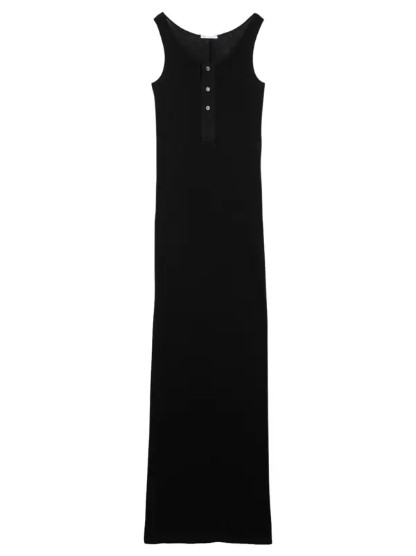 Ami Long Dress With Buttons - Black