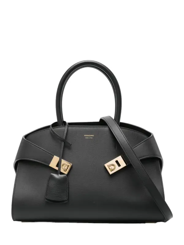 FERRAGAMO Hug Leather Tote - Black