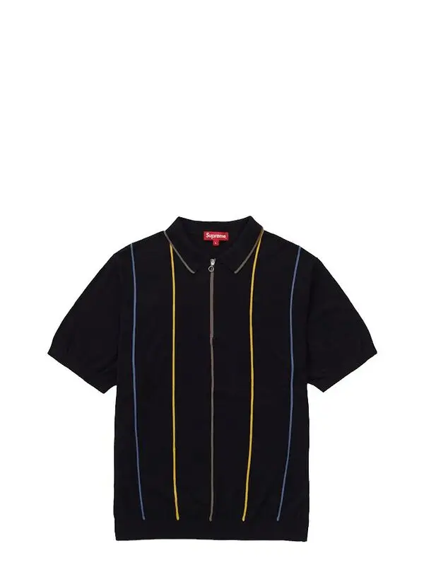 Supreme Pinstripe Half Zip Polo Shirt - Black