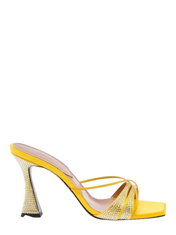 D'ACCORI Rhinestone-embellished Satin Sandals - Yellow