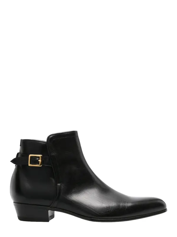 LIDFORT Pointed-toe Buckled Leather Boots - Black