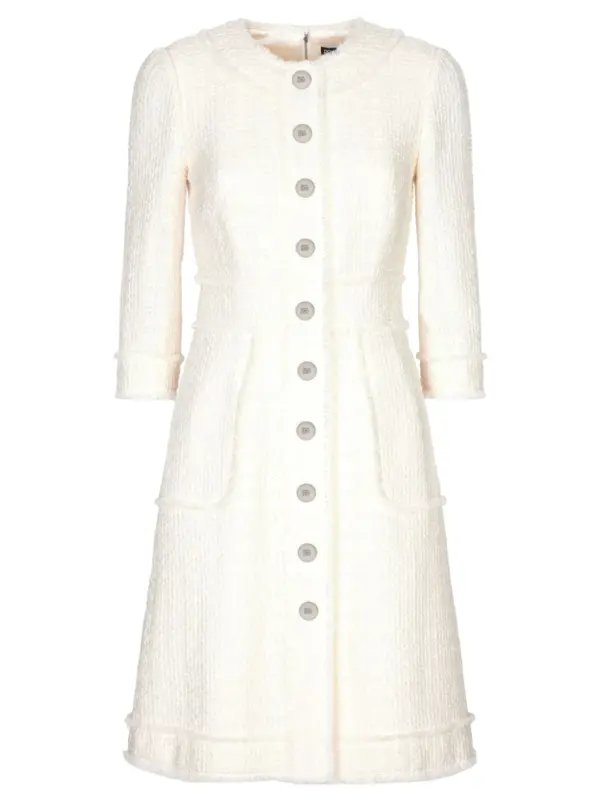 Dolce & Gabbana A-line Tweed Dress - Neutrals