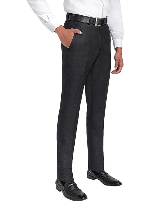 Santorelli Loro Piana Wool Regular Fit Dress Pants - Charcoal Grey