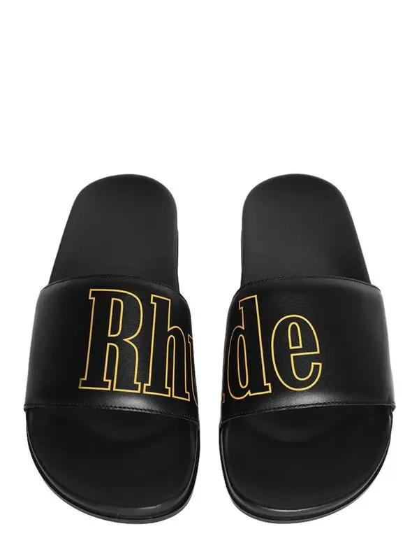 Rhude Logo Slides - Black And Yellow