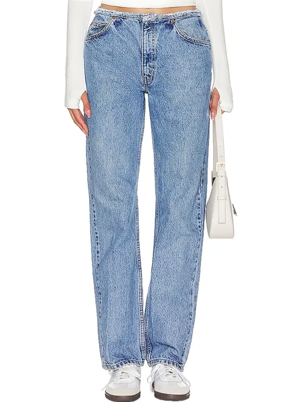 ALIGRACE Undone Mini Rise Customs Jeans - Medium Dark Wash