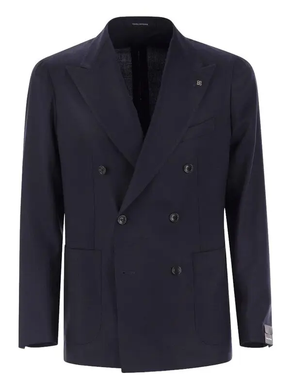 Tagliatore Double-breasted Virgin Wool Jacket - Blue
