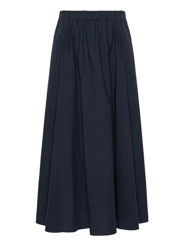 P.a.r.o.s.h Poplin Cotton A-line Midi Skirt - Blue