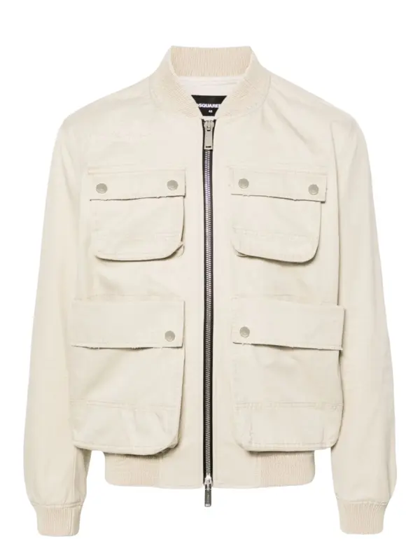 Dsquared2 Zip-up Cotton Bomber Jacket - Neutrals