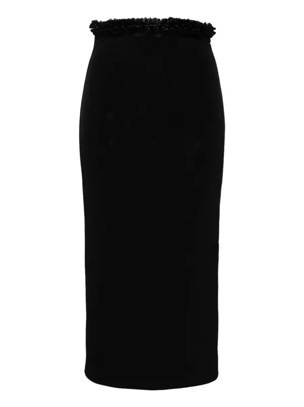 Mach & Mach Ruffle-trim Pencil Skirt - Black