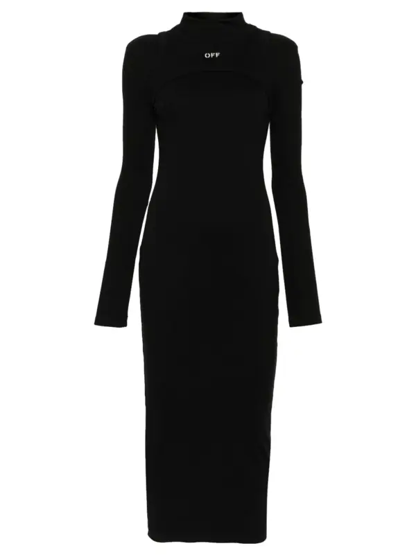 Off-White Stamp Rib Round Dress - Black
