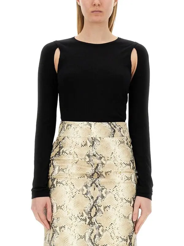 Helmut Lang Cut Out Cotton Top - Black