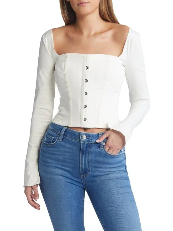MISTRESS ROCKS Long Sleeve Corset Top - White