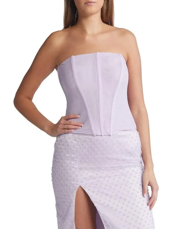 MISTRESS ROCKS Longline Mesh Corset Top - Lavender