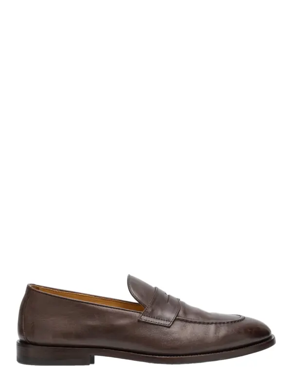 Brunello Cucinelli Leather Penny Loafers - Dark Brown