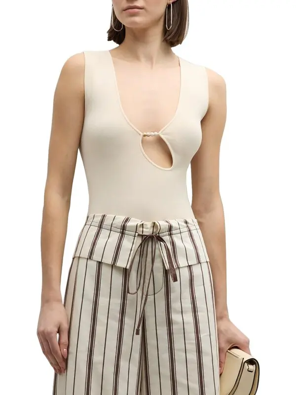 Sir The Label Kinetic Cut-out Beaded Tank Top - Ecru