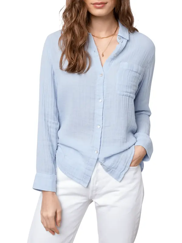 Rails Ellis Gauze Cotton Button-down Shirt - Bluebell