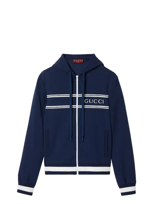 Gucci Technical Jersey Hooded Sweatshirt - Blue