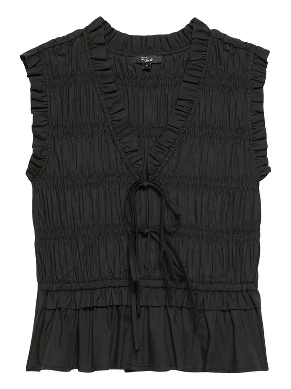 Rails Martine Shirred Peplum Blouse - Black