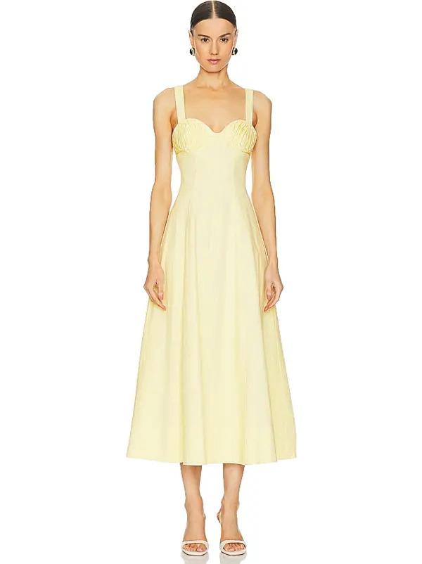 Clea Carla Embroidered Longline Dress - Limoncello