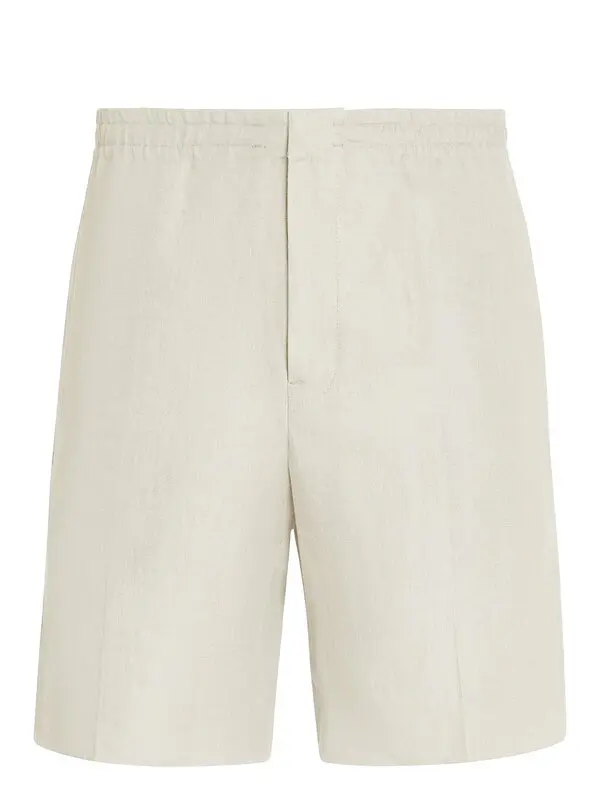 Zegna Oasi Lino Bermuda Shorts - Off White