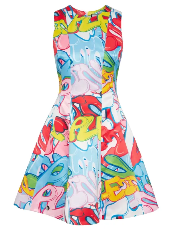 Philipp Plein Graffiti-print Mini Dress - Blue