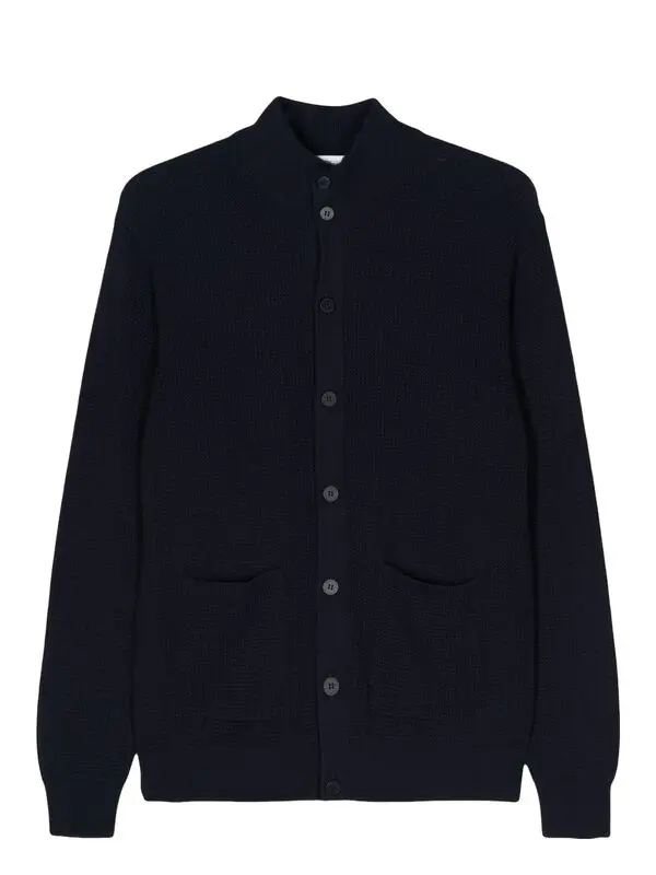 BALLANTYNE Waffle-knit Cotton Cardigan - Blue