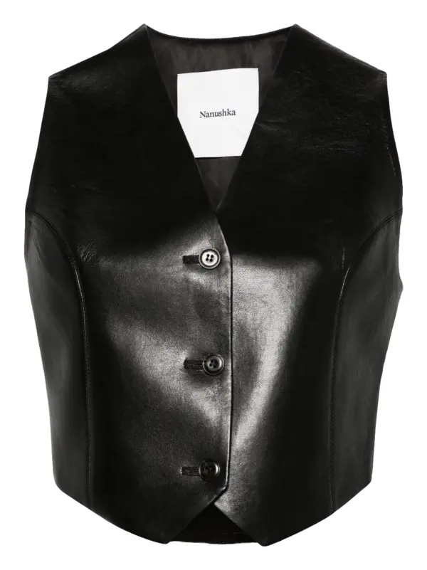 Nanushka Arnona Faux-leather Waistcoat - Black