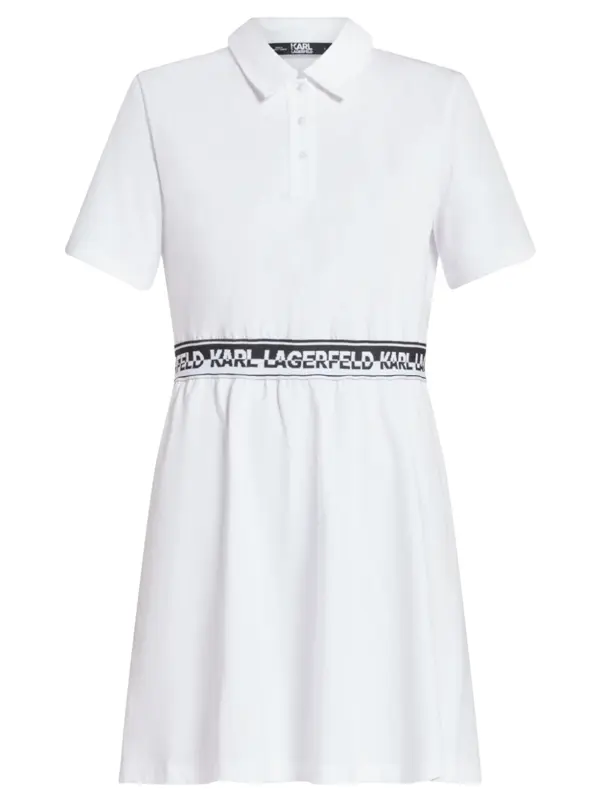 Karl Lagerfeld Logo-waistband Cotton Shirtdress - White