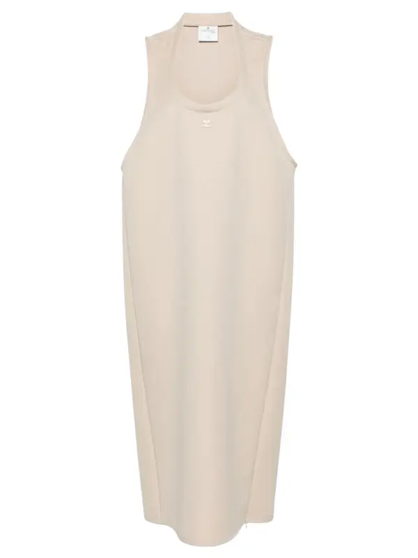 COURREGES Logo-patch Midi Dress - Neutrals