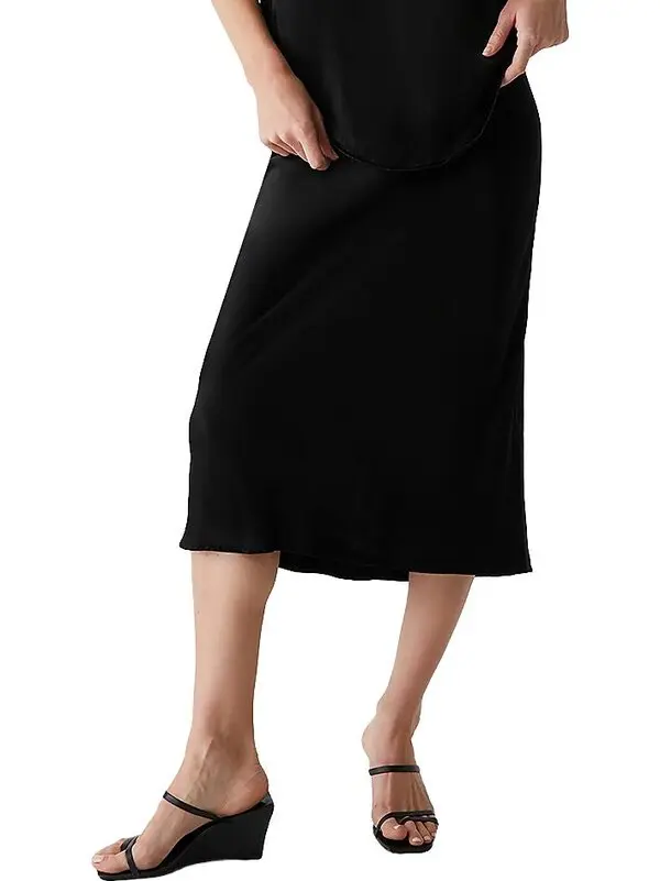 Michael Stars Leila Bias Cut Satin Skirt - Black