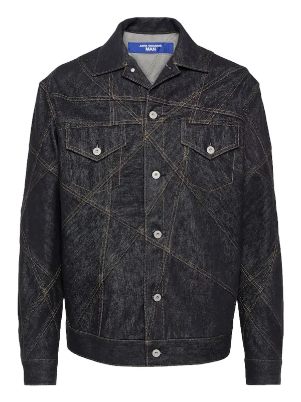 Junya Watanabe Embroidered Denim Trucker Jacket - Blue