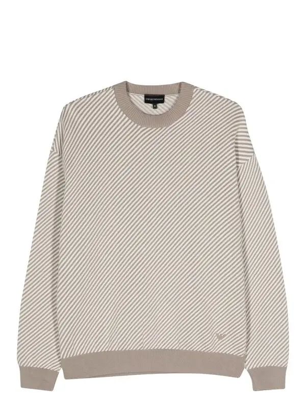 Emporio Armani Striped Ribbed Jumper - Grey
