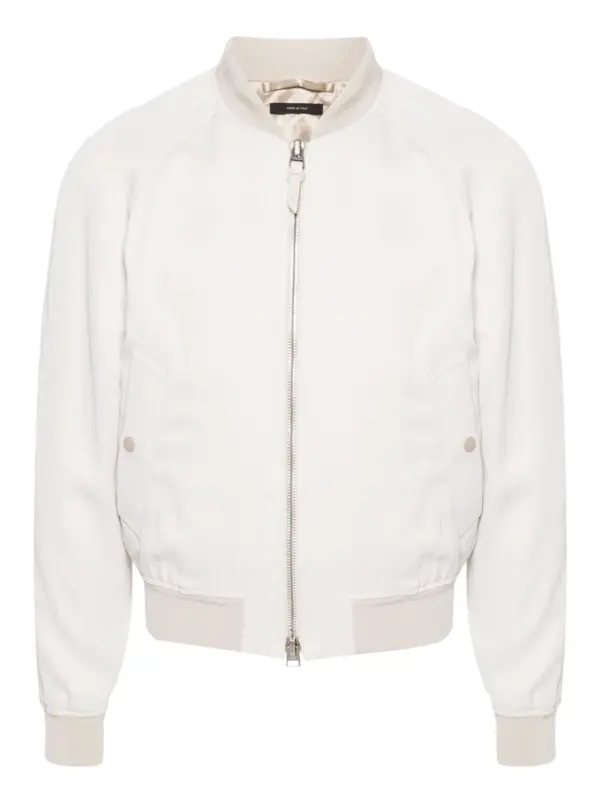 TOM FORD Leather-trim Bomber Jacket - Neutrals