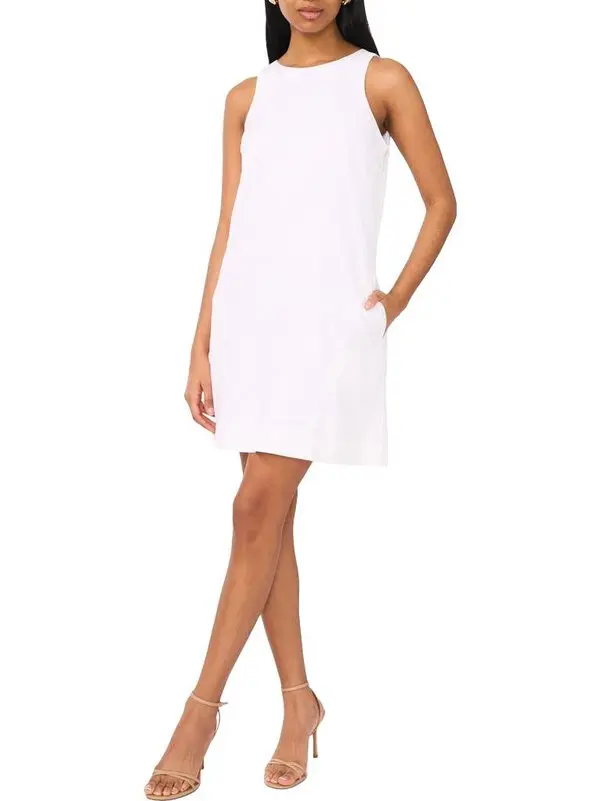 Halogen Sleeveless Linen-blend A-line Dress - Bright White