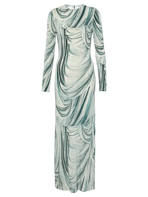 Rabanne Printed Jersey Maxi Dress - Blue