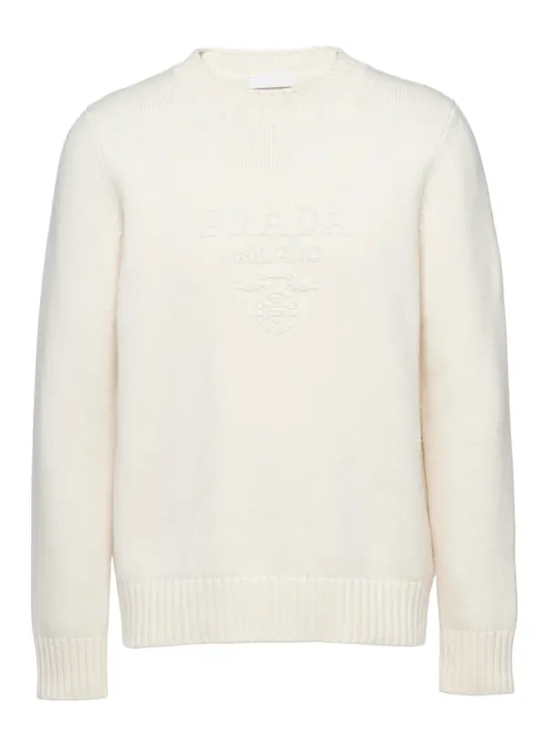 Prada Wool And Cashmere Crew-neck Sweater - White