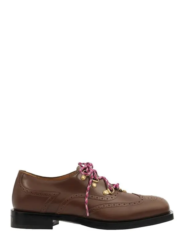 Gucci Brogue Detail Lace Up Shoe - Brown