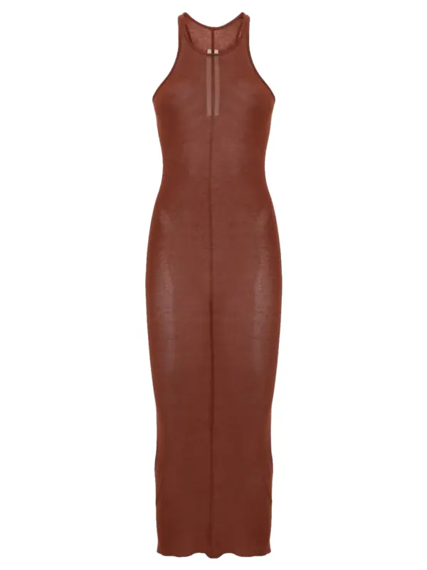 Rick Owens Sleeveless Ribbed Dress - Brown