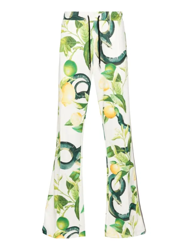 Roberto Cavalli Straight-leg Snake-print Track Pants - White