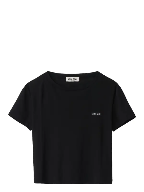 Miu Miu Ribbed Jersey T-shirt - Black