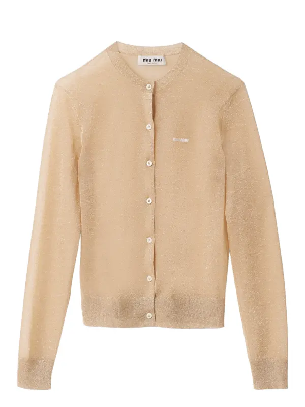 Miu Miu Lamé Knit Cardigan - Gold