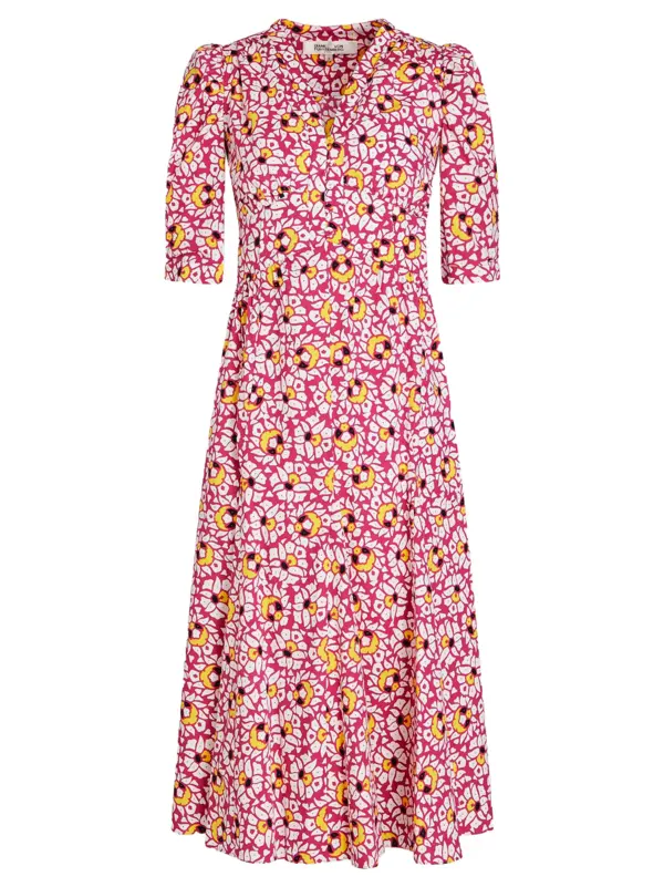 Diane Von Furstenberg Melissa Printed Midi Dress - Fuchsia
