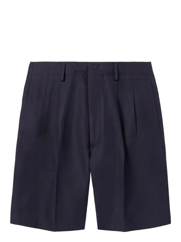 Loro Piana Joetsu Straight-leg Pleated Bermuda Shorts - Blue