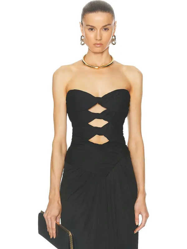 Saint Laurent Jersey Bandeau Top - Noir