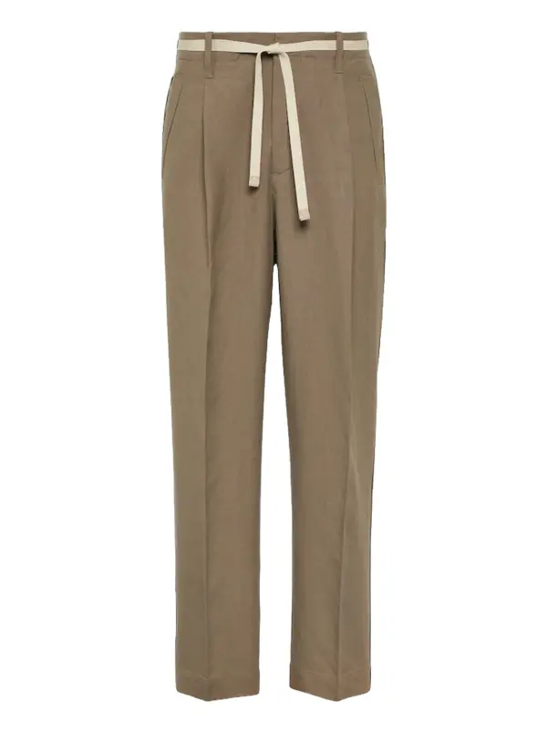 Zegna Linen Straight Leg Pants - Neutrals