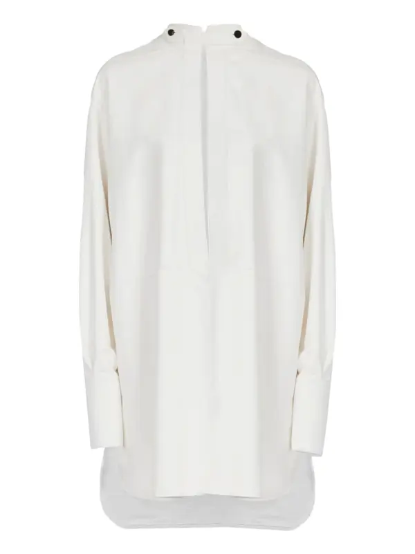 FERRAGAMO Frog-collar Long-sleeved Kaftan - White
