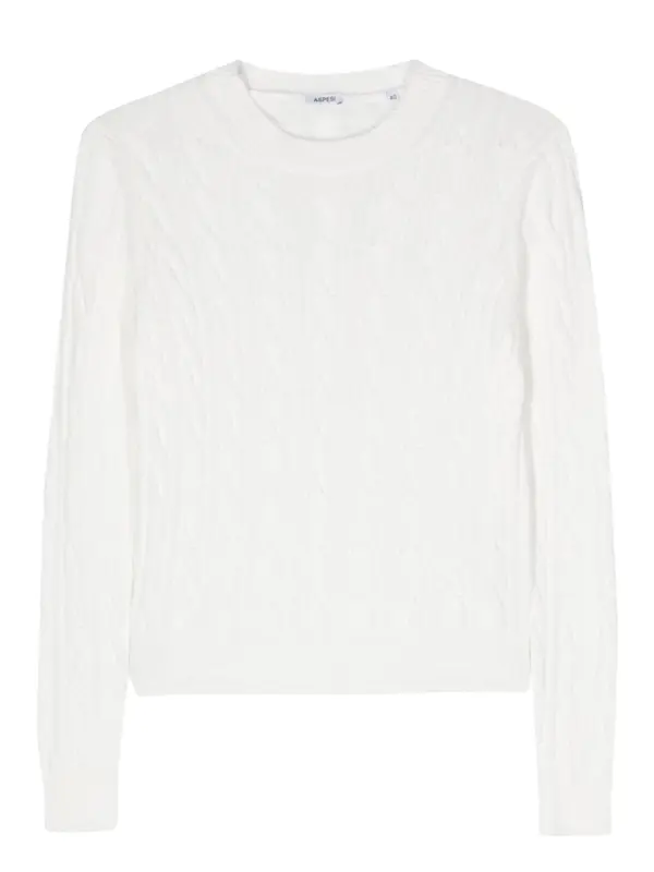 Aspesi Cable-knit Cotton Jumper - White