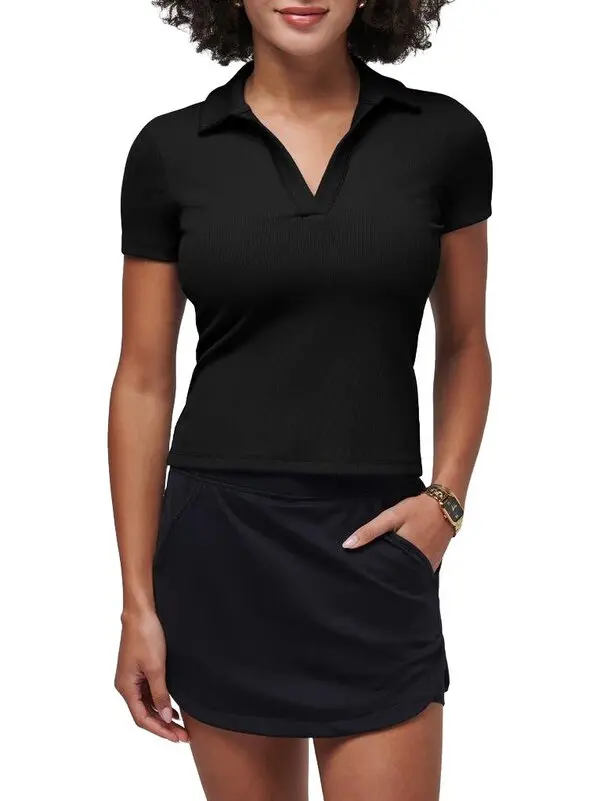 Travis Mathew Moveknit Rib V-neck Polo - Black