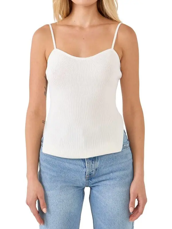 Endless Rose Ribbed Corset Camisole - Ivory