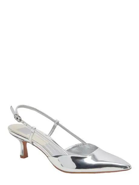 Dolce Vita Odela Leather Slingback Pumps - Silver Stella